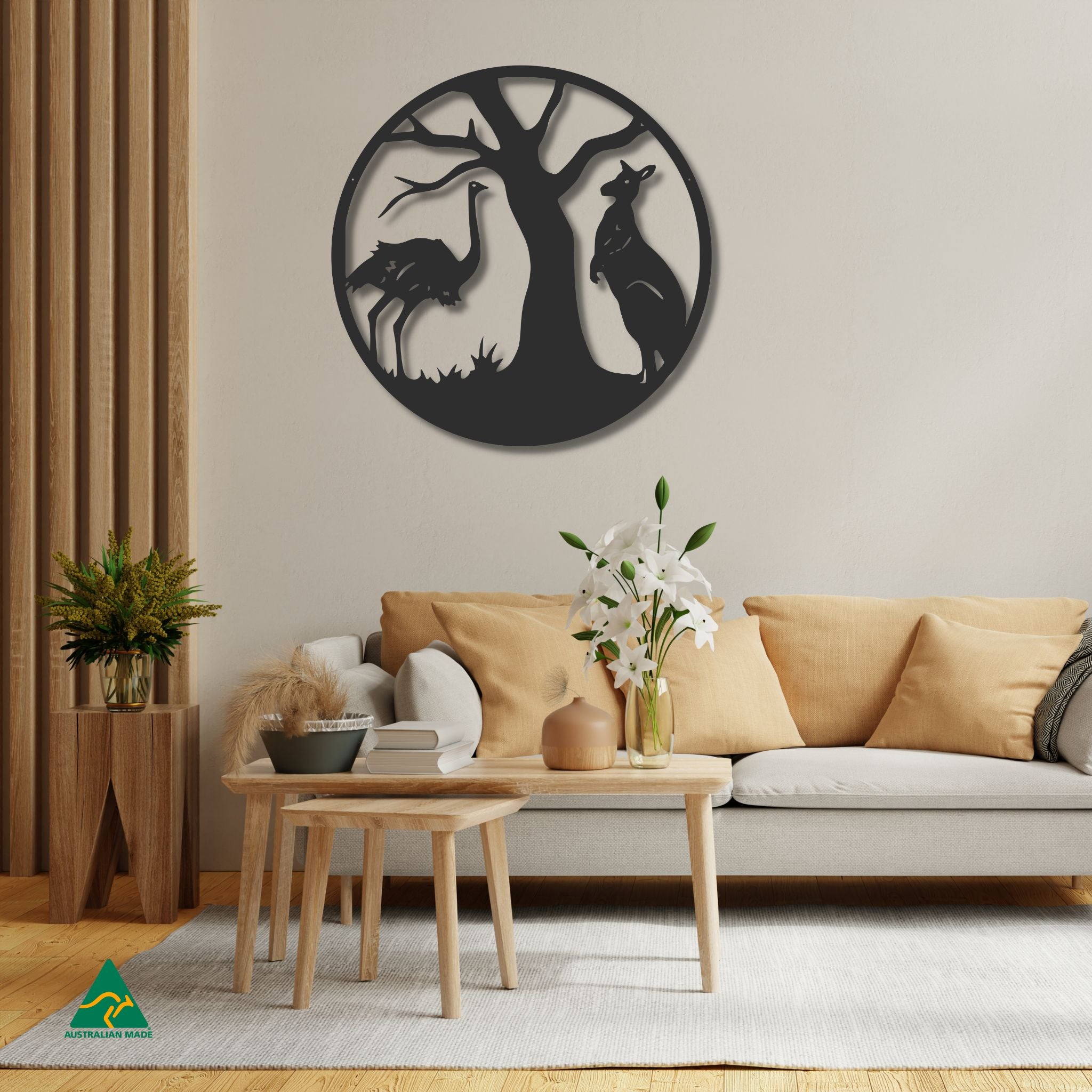 Kangaroo & Emu Round Metal Wall Sign – Chateau De Glass