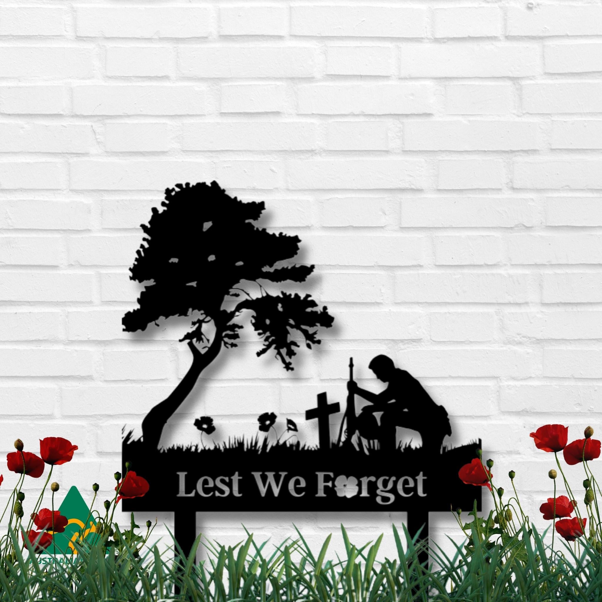 The Resting Anzac Sign with Stakes – Chateau De Glass
