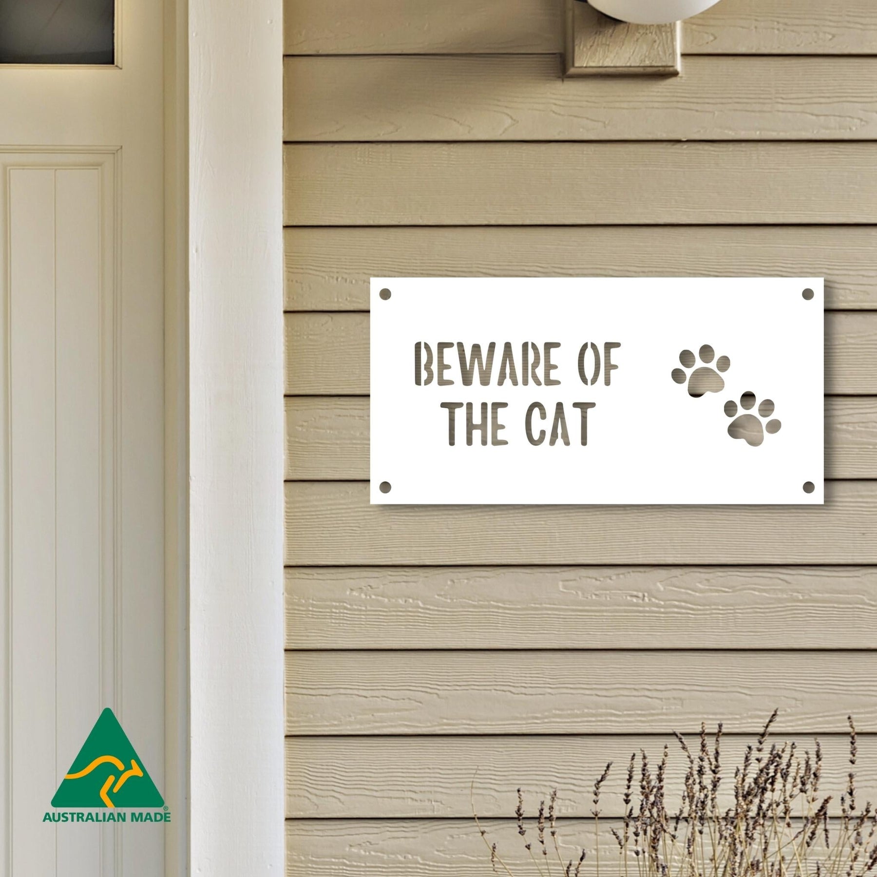 Beware of the Cat Metal Wall Sign – Chateau De Glass