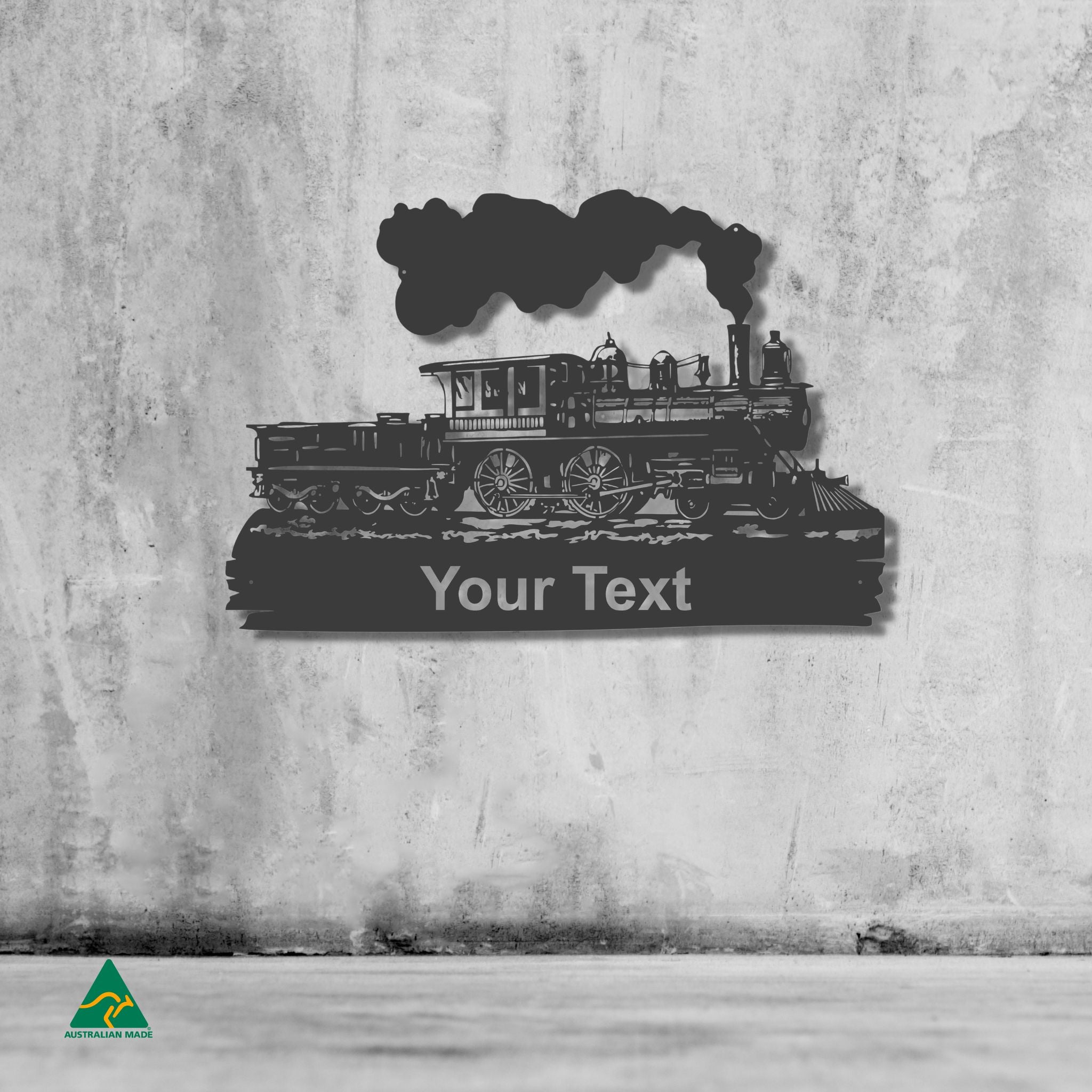 Vintage Laser Cut Metal Sign with Old Steam Train Design – Chateau De Glass